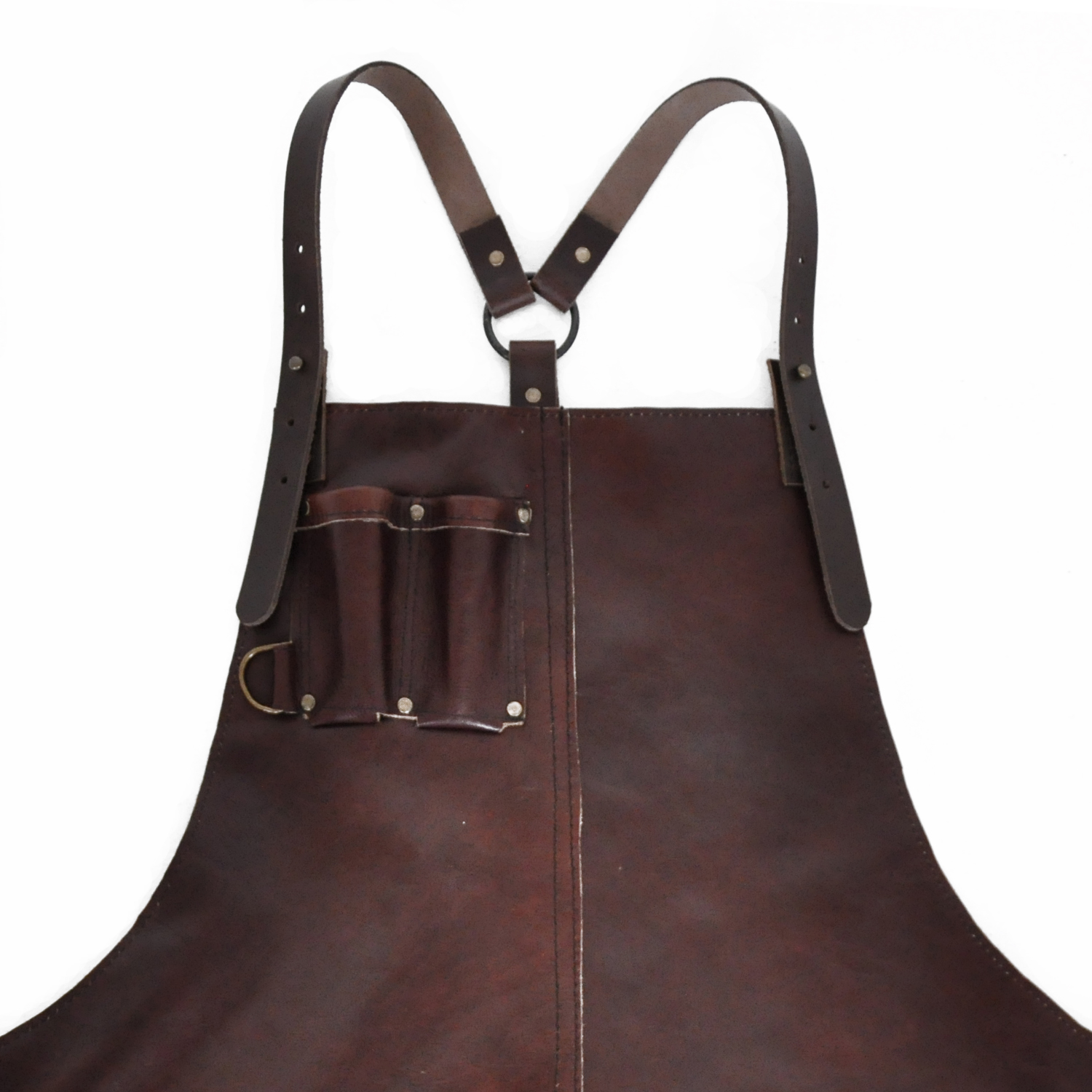 Handcrafted Leather Apron Reddish Brown | Eva D - Designerkleding